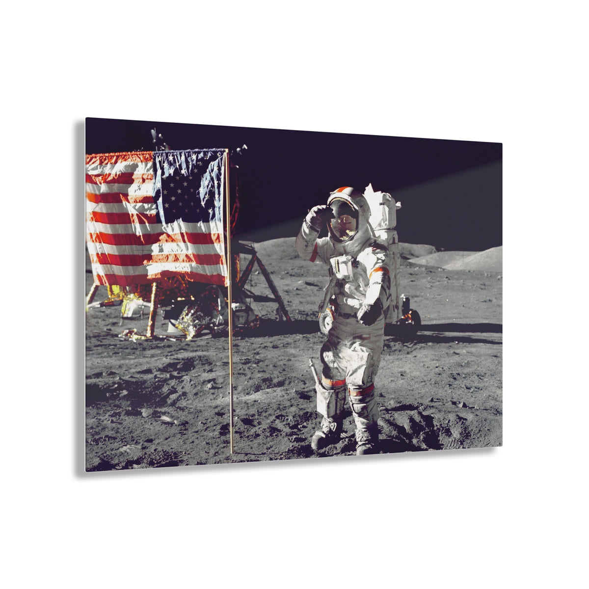Astronaut Cernan Jump Salutes Flag on the Moon Acrylic Prints – Stryker ...