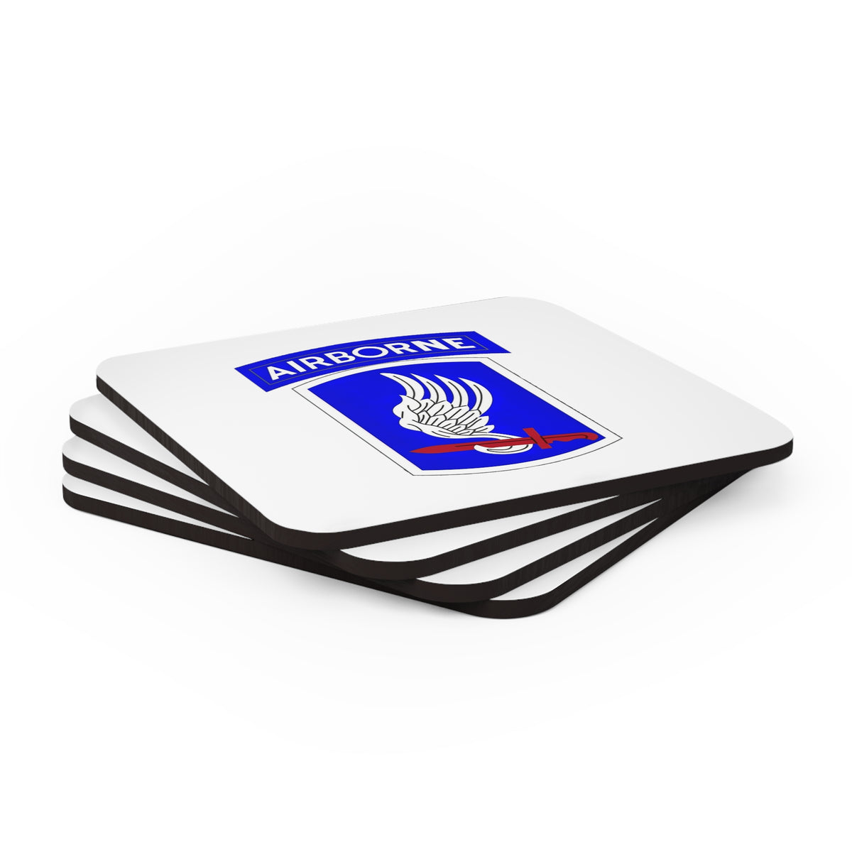 U.S. Army 173rd Airborne Division Patch Corkwood Coaster Set – Stryker Wear