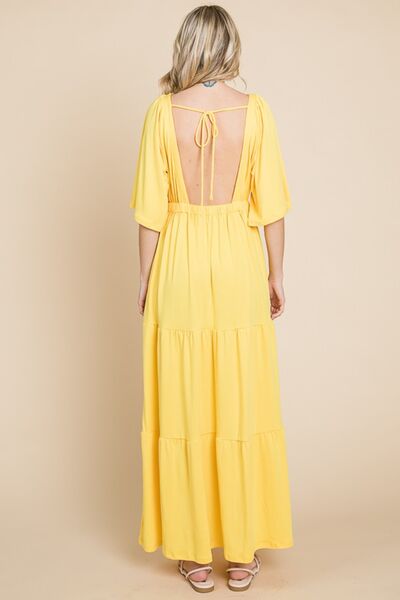 Culture Code Backless Plunge Half Sleeve Tiered Dress – Stryker Wear